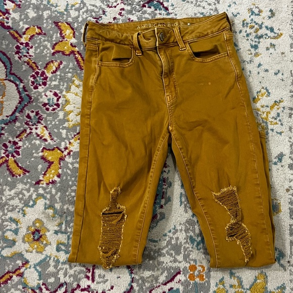 American Eagle Outfitters | Jeans | Mustard Rusty Colored Ripped American Eagle Jeans | Poshmark